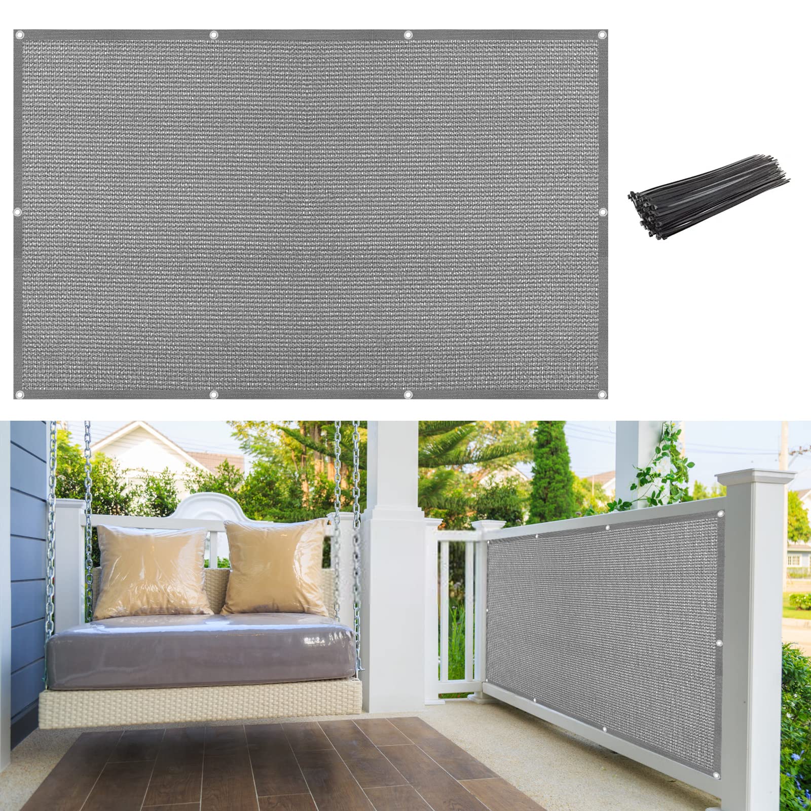 Amazon.com: Balcony Screen Privacy Fence Cover UV Protection 3' x 20 ...