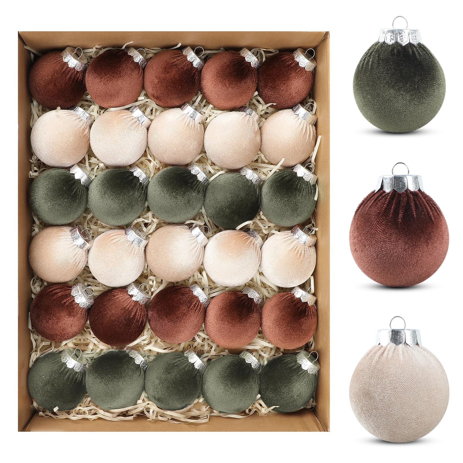 Amazon.com: 30Pcs Velvet Christmas Balls Christmas Tree Ornaments ...