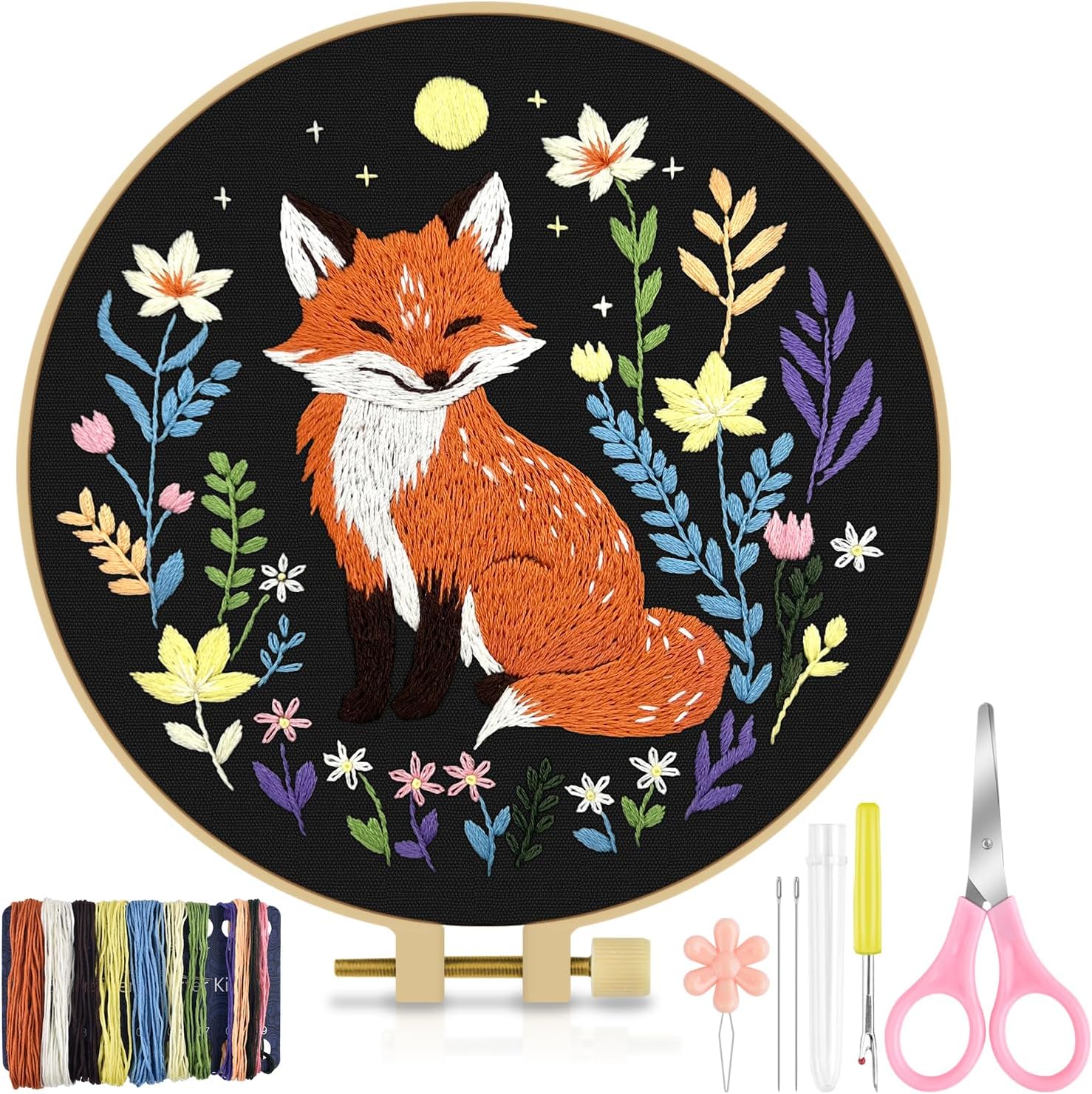 TINDTOP Embroidery Kit for Beginners Adult, Fox Embroidery Kit for ...