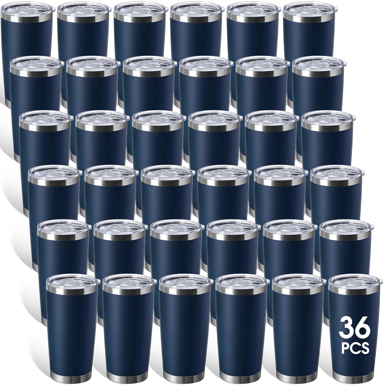 Stainless Steel Tumblers 36 Pack 20oz - Double Wall Insulated Cups With ...