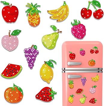 Amazon.com: Copkim 12 Pcs Diamond Art Painting Magnets, Fruit Fridge ...