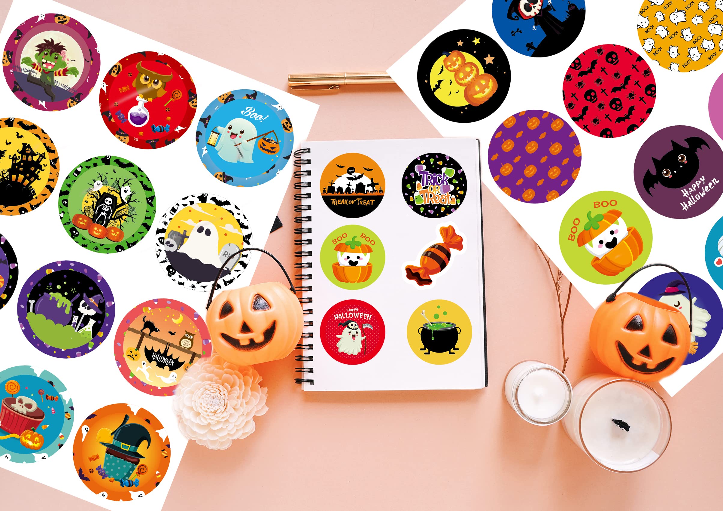 Snapklik.com : Halloween Sticker Sheets 32 Sheets Round Halloween ...