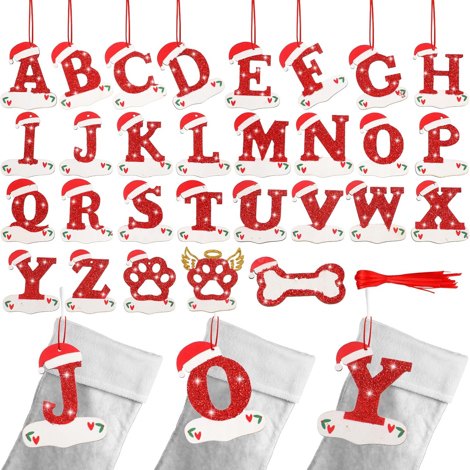 Amazon.com: 29 Pcs Christmas Stocking Tags Letter Tags Letter A to Z ...