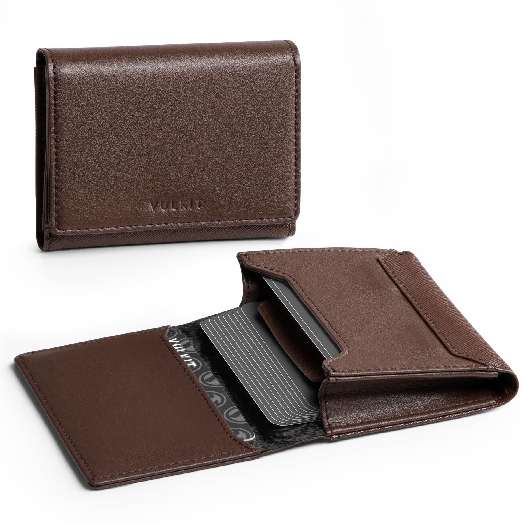 VULKIT Business Card Holder Premium Leather RFID Blocking Card Case ...