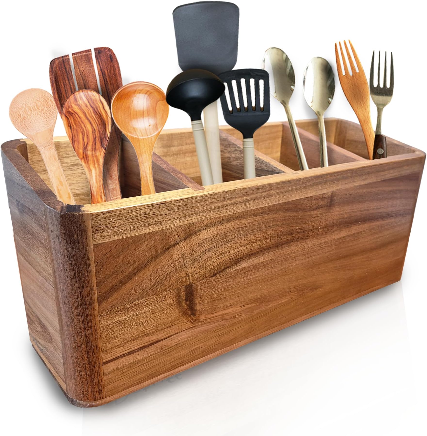 Amazon.com: Utensil Holder for Kitchen Countertop, Wood Utensil Caddy ...
