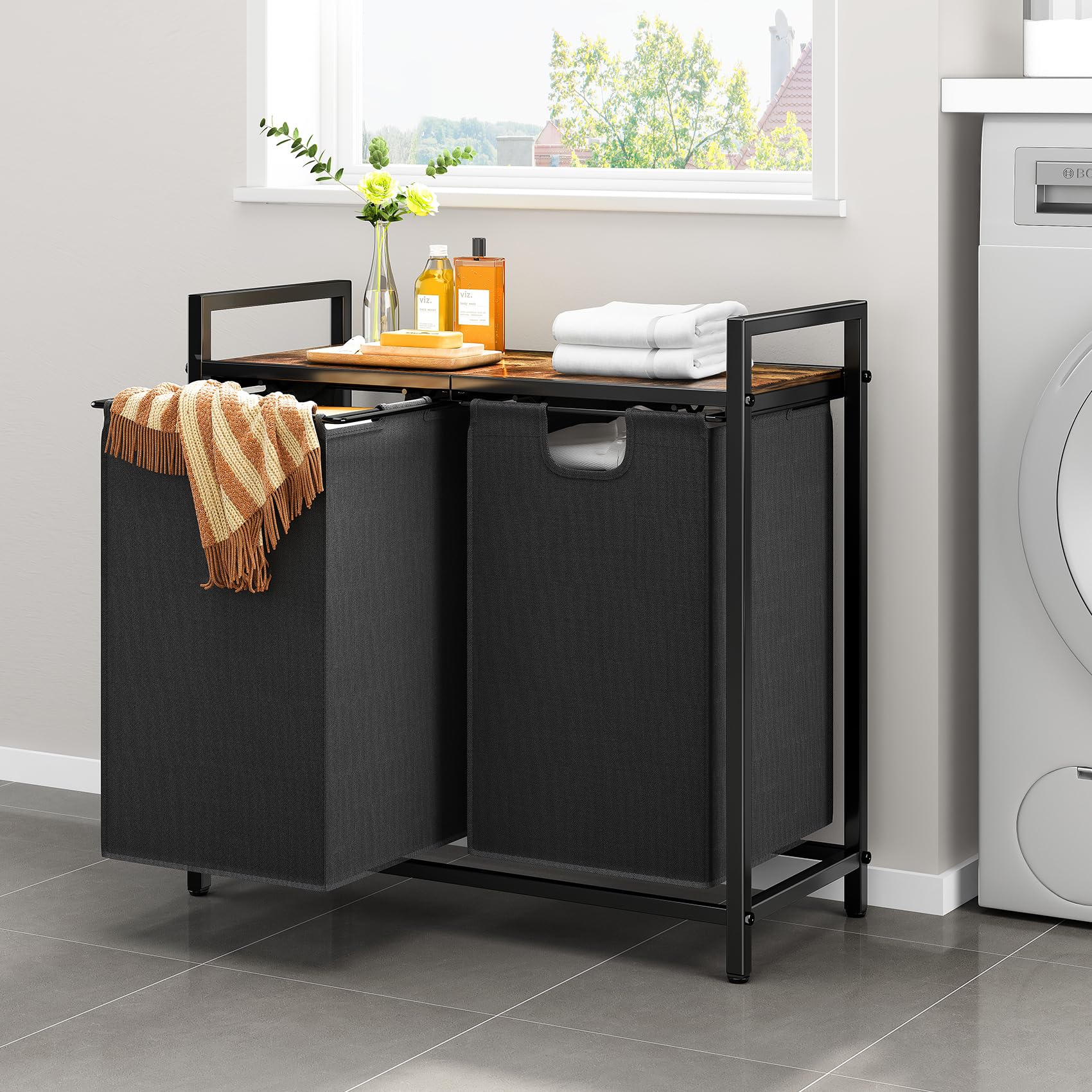 Amazon.com: Laundry Hamper Laundry Basket Organizer with 2 Pull-Out and ...