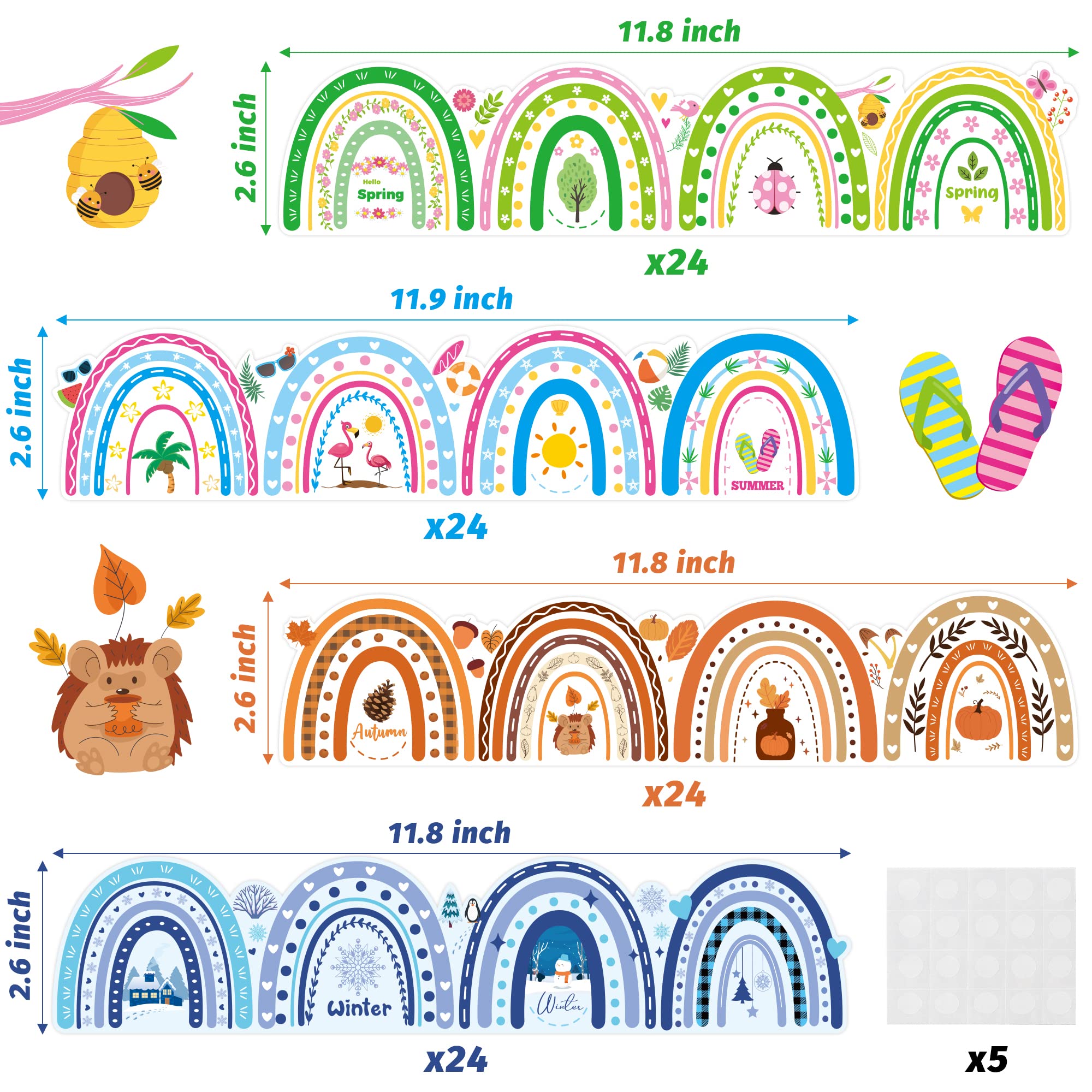 Snapklik.com : 96PCS Seasonal Boho Rainbow Bulletin Boards Border Set ...