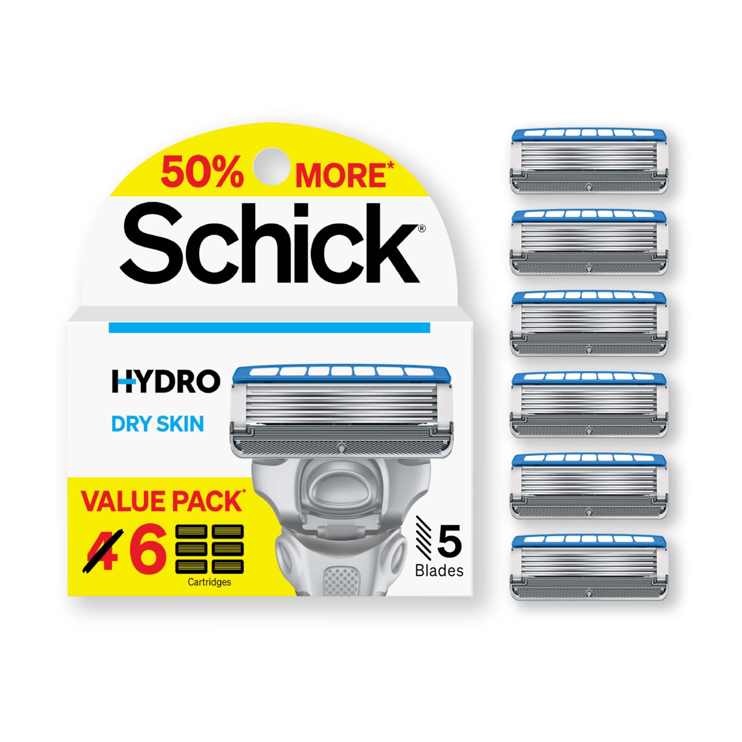 Amazon.com: Schick Hydro Dry Skin Razor Refills, 6ct | Razor Blades ...