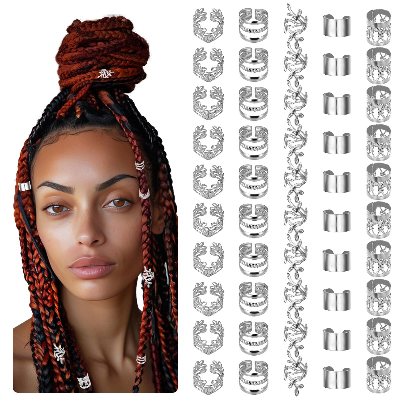 Molain 50 PCS Gold Dreadlock Beads Locs Accessories, Jewelry for Braids ...