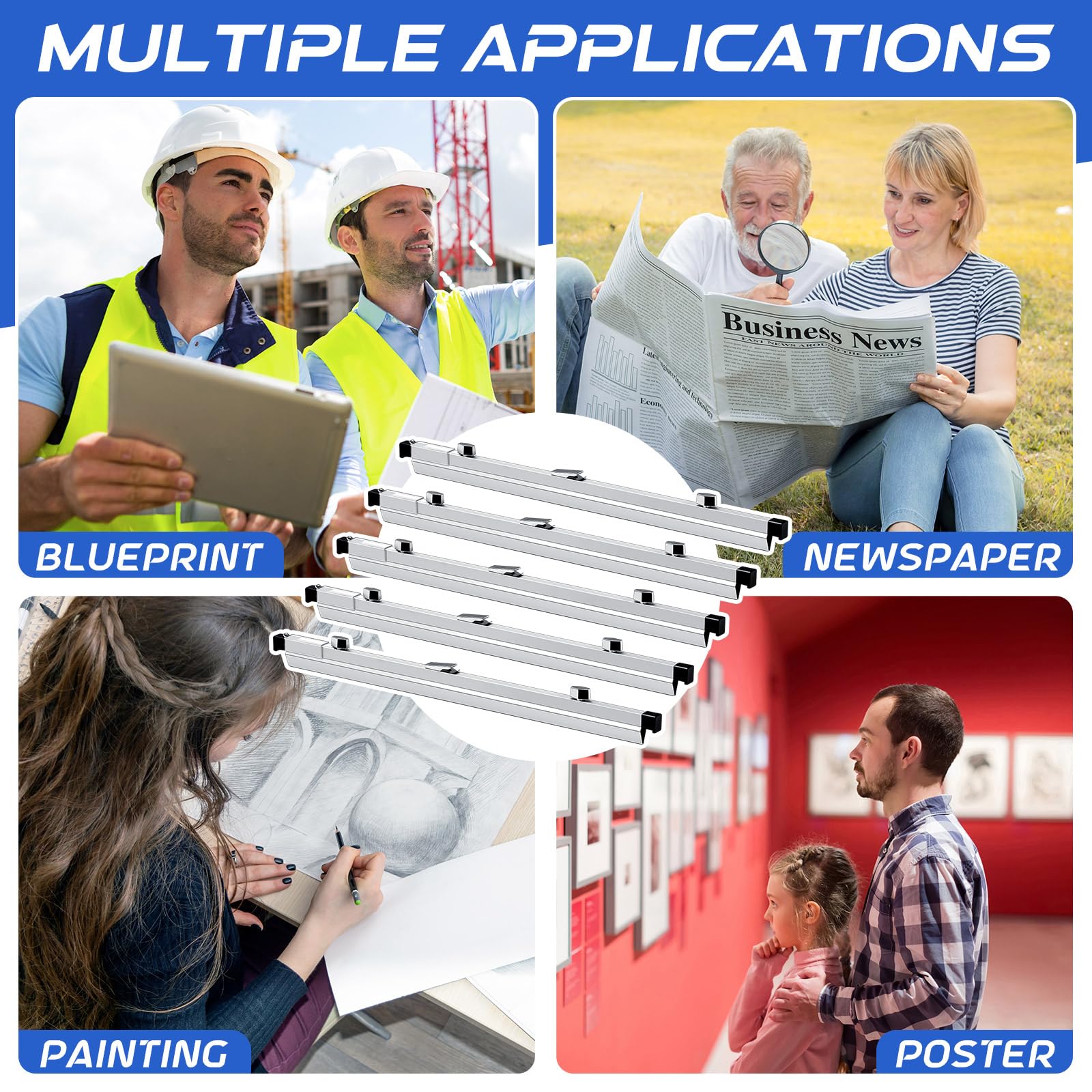 Snapklik.com : 10 Pcs 24 Inch Blueprint Clamp Bulk File Hanging Clip ...