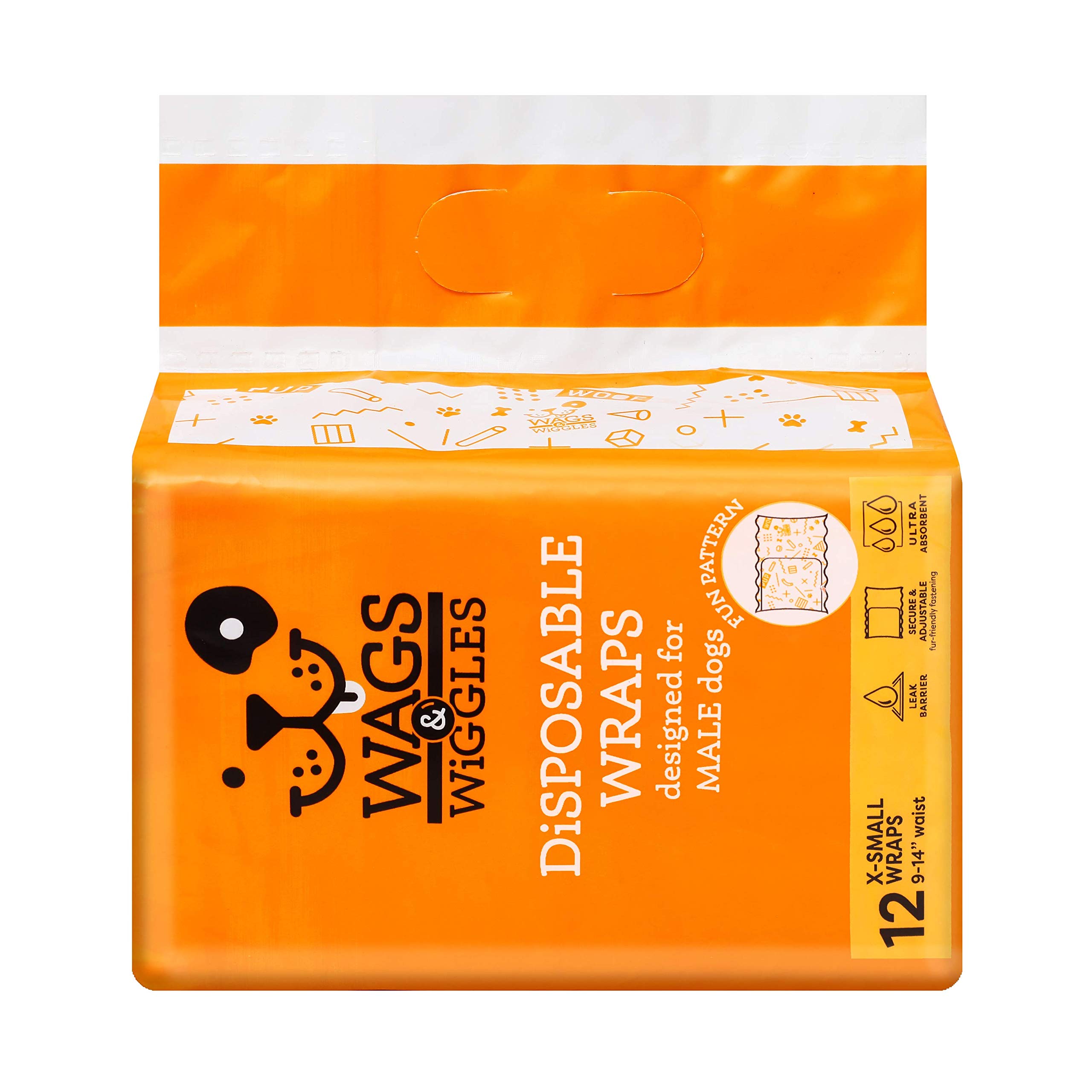 Buy Wags & Wiggles Male Wraps for X-Small Dogs | Disposable Male Dog ...