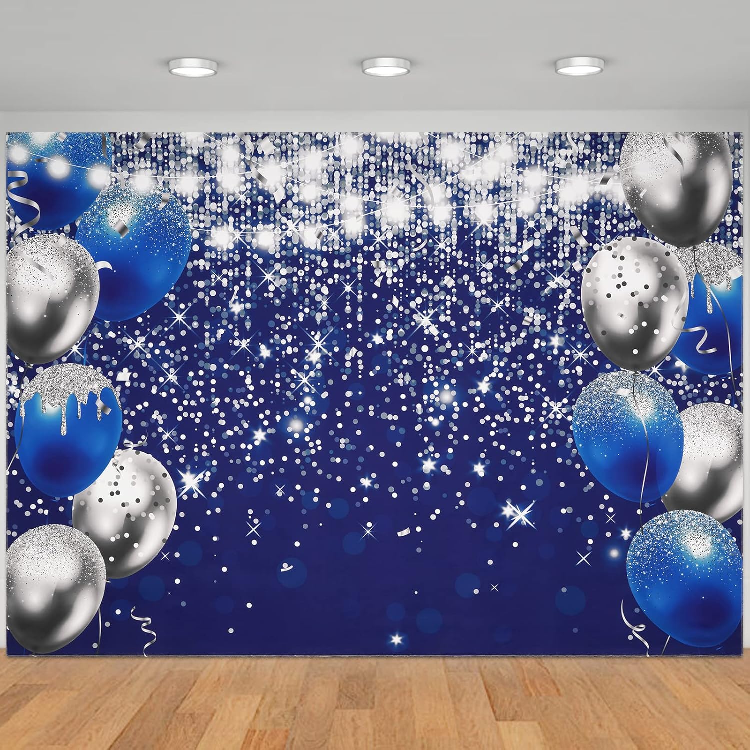 WENMER 5x7ft Royal Blue Glitter Backdrop Blue Glitter Balloon Backdrop ...