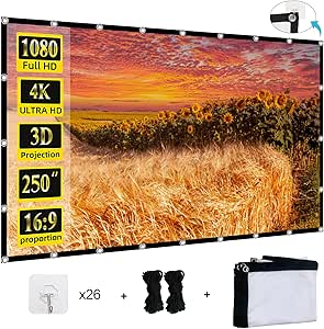 Amazon.com: Projector Screen 250 inch, XINLEMY Large 4K HD 16:9 ...