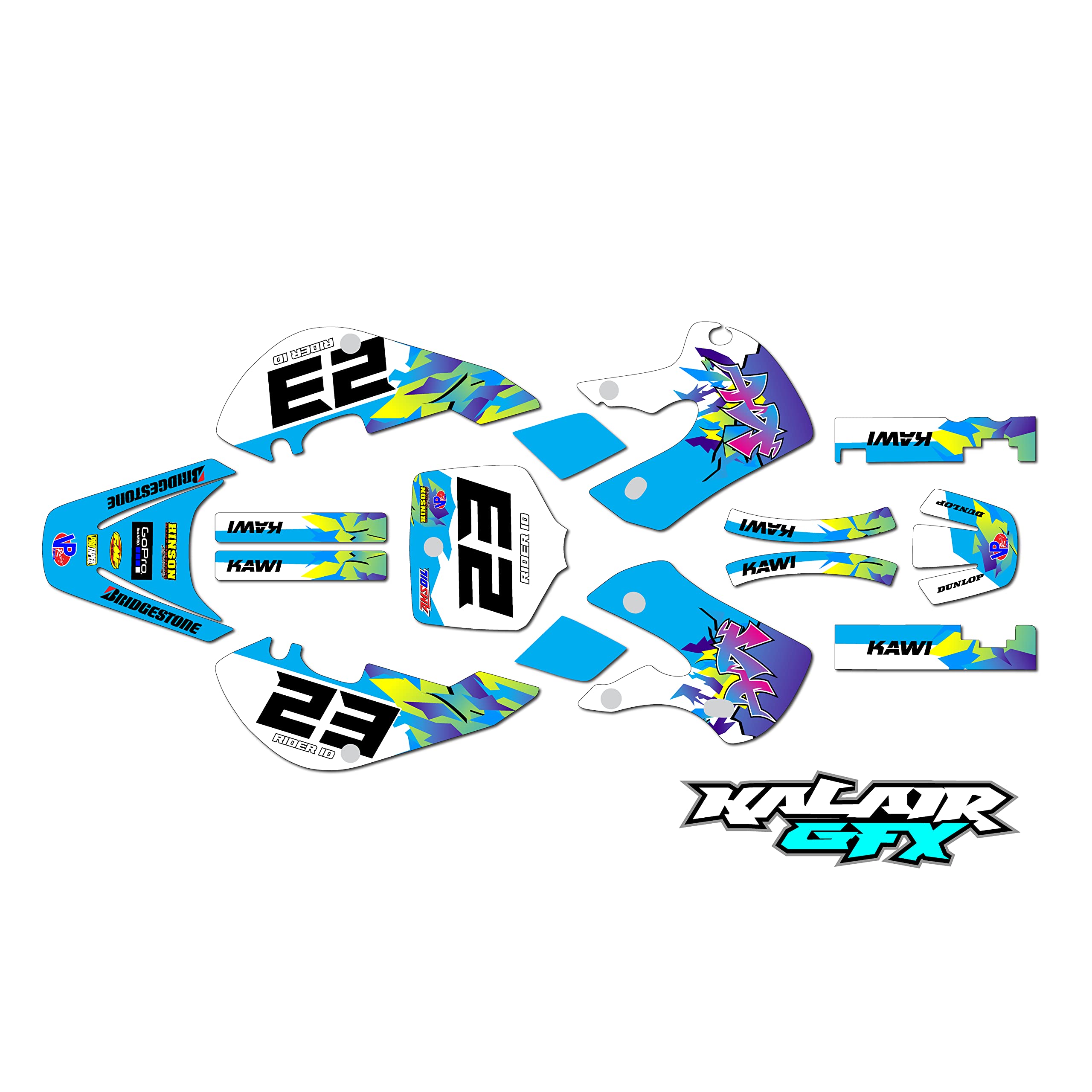 Amazon.com: Kalair GFX Graphics Kit for Kawasaki KX 65 (1999-2024 ...