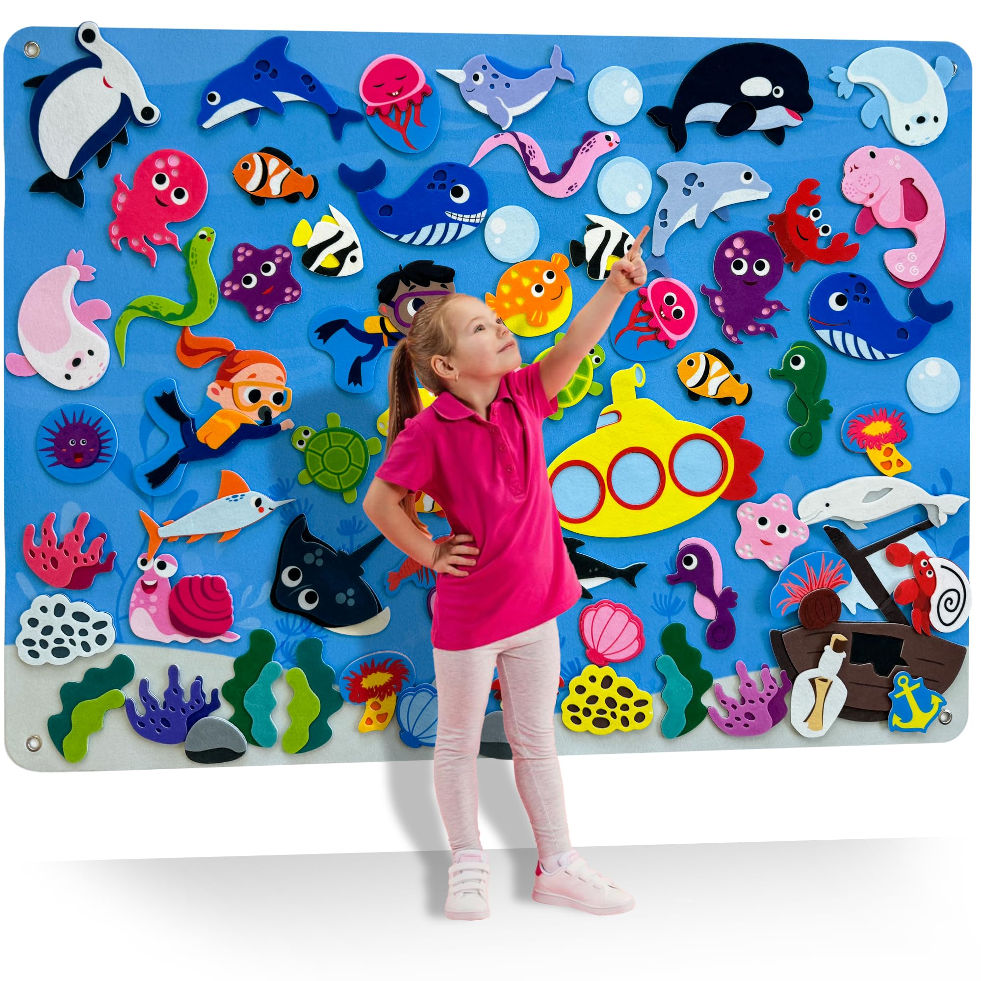 Amazon.com: QUOKKA Ocean Felt Board for Toddlers - 70 PCS Double-Thick ...
