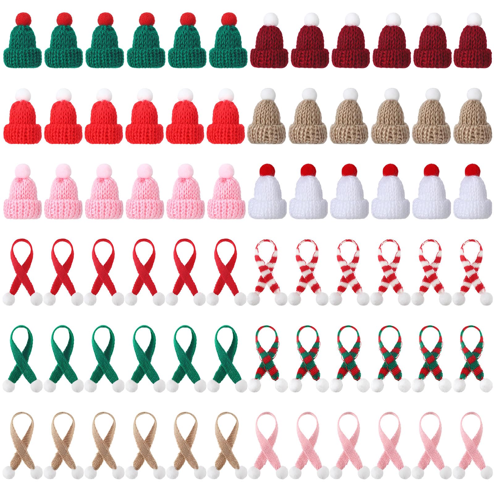 Amazon.com: Bencailor 72 Pcs Mini Christmas Hats and Mini Scarf Set ...