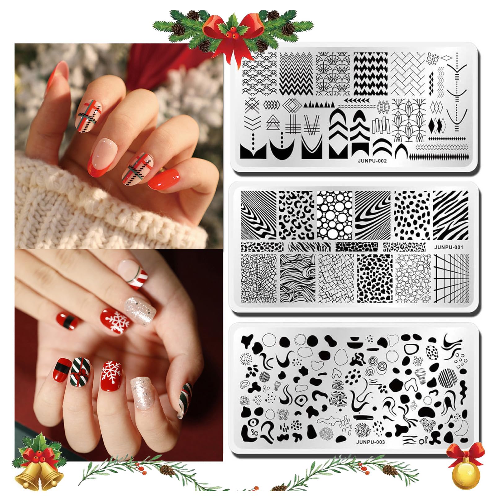 Amazon.com: French Nail Stamping Plate, 3pcs Geometric Nail Stamp ...