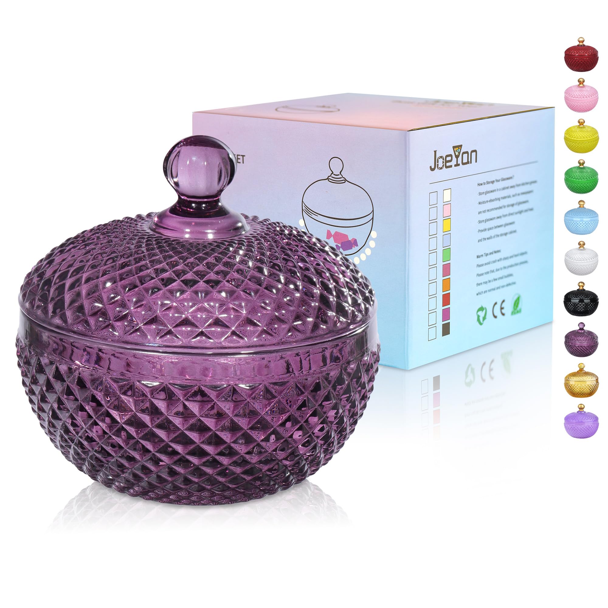 Amazon.com: Joeyan 12 oz Small Dark Purple Glass Jars with Lid,Embossed ...