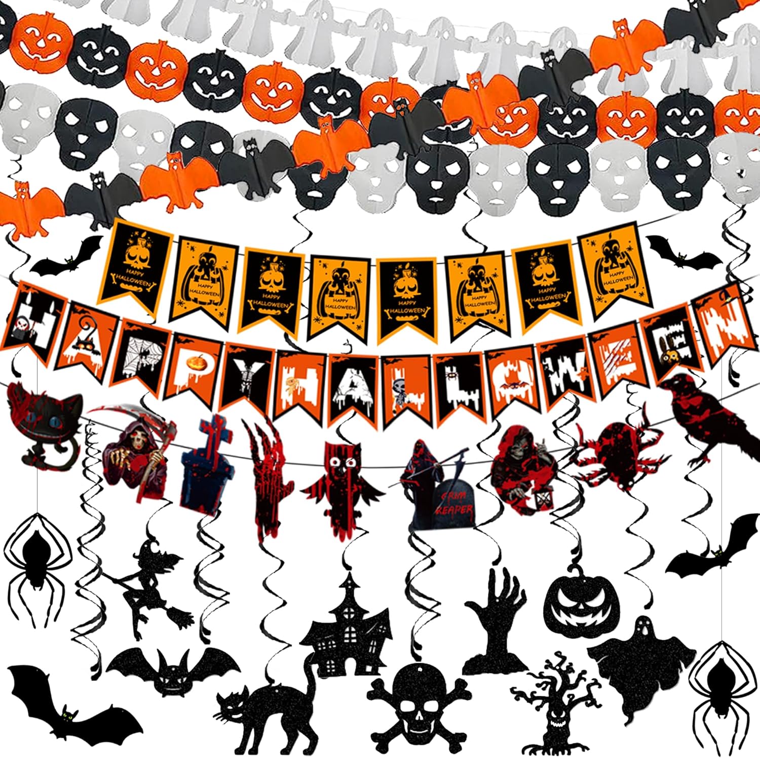 Amazon.com: Halloween Decoration 35 Pieces Premium Reusable Halloween ...