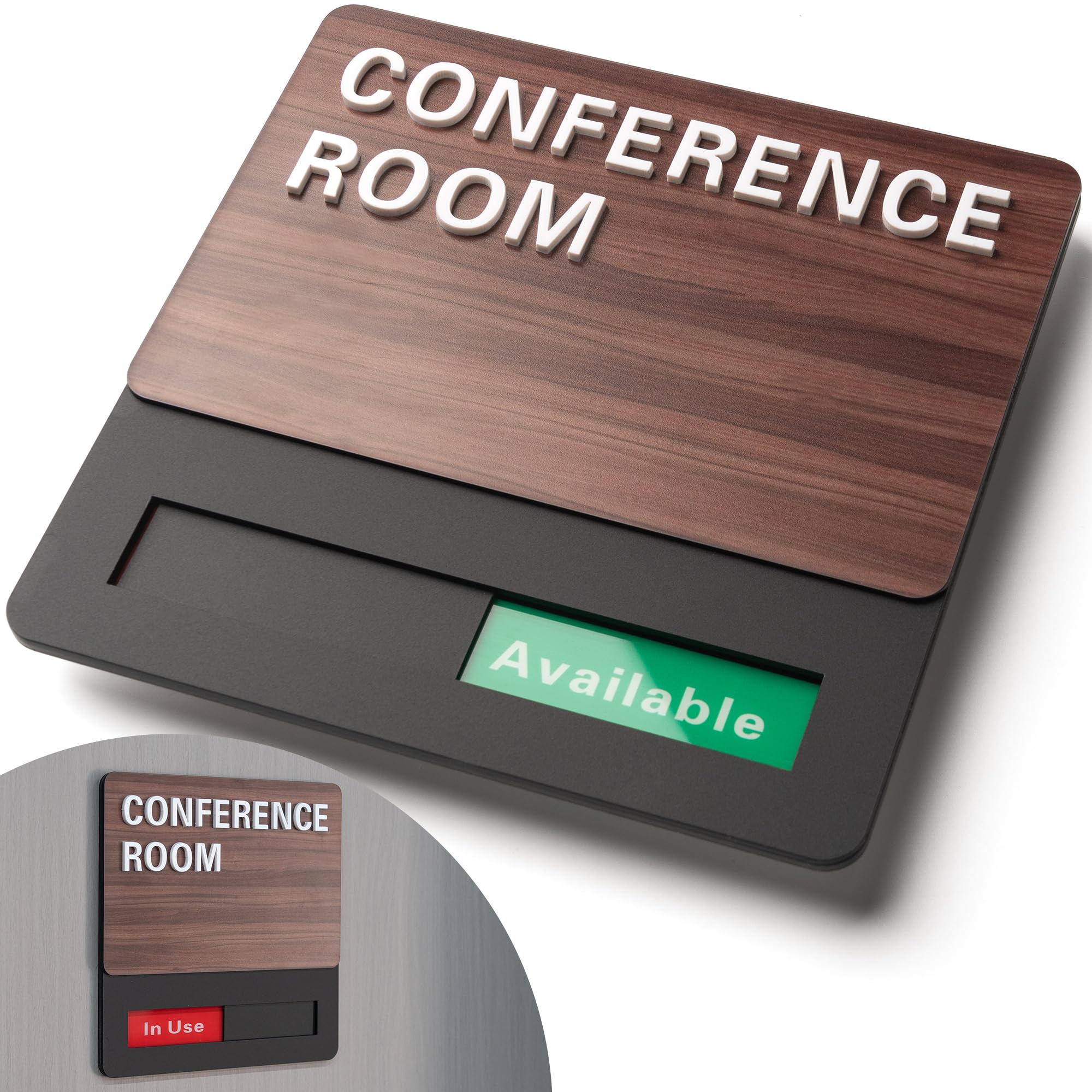 Snapklik.com : Abudada Wood Grain Privacy Sign For Conference Room