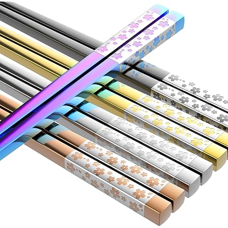 Amazon.com: Stainless Steel Chopsticks Reusable Multicolor Lightweight ...