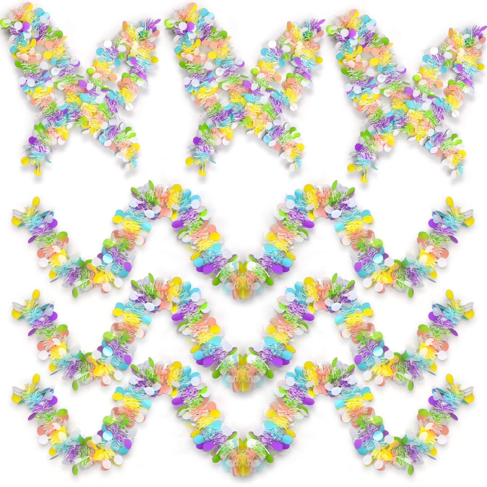Amazon.com: SSYAQRA 6Pcs Easter Tinsel Garland - Colorful Tinsel ...