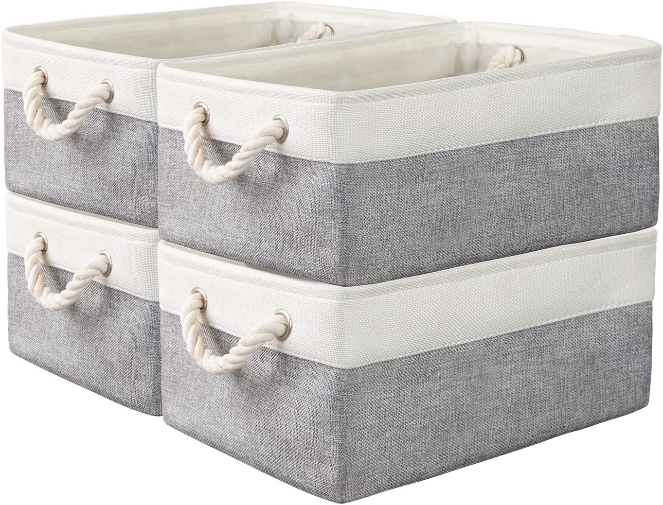 4 Pack Storage Bins & Fabric Storage Basket for Shelves - Decorative ...