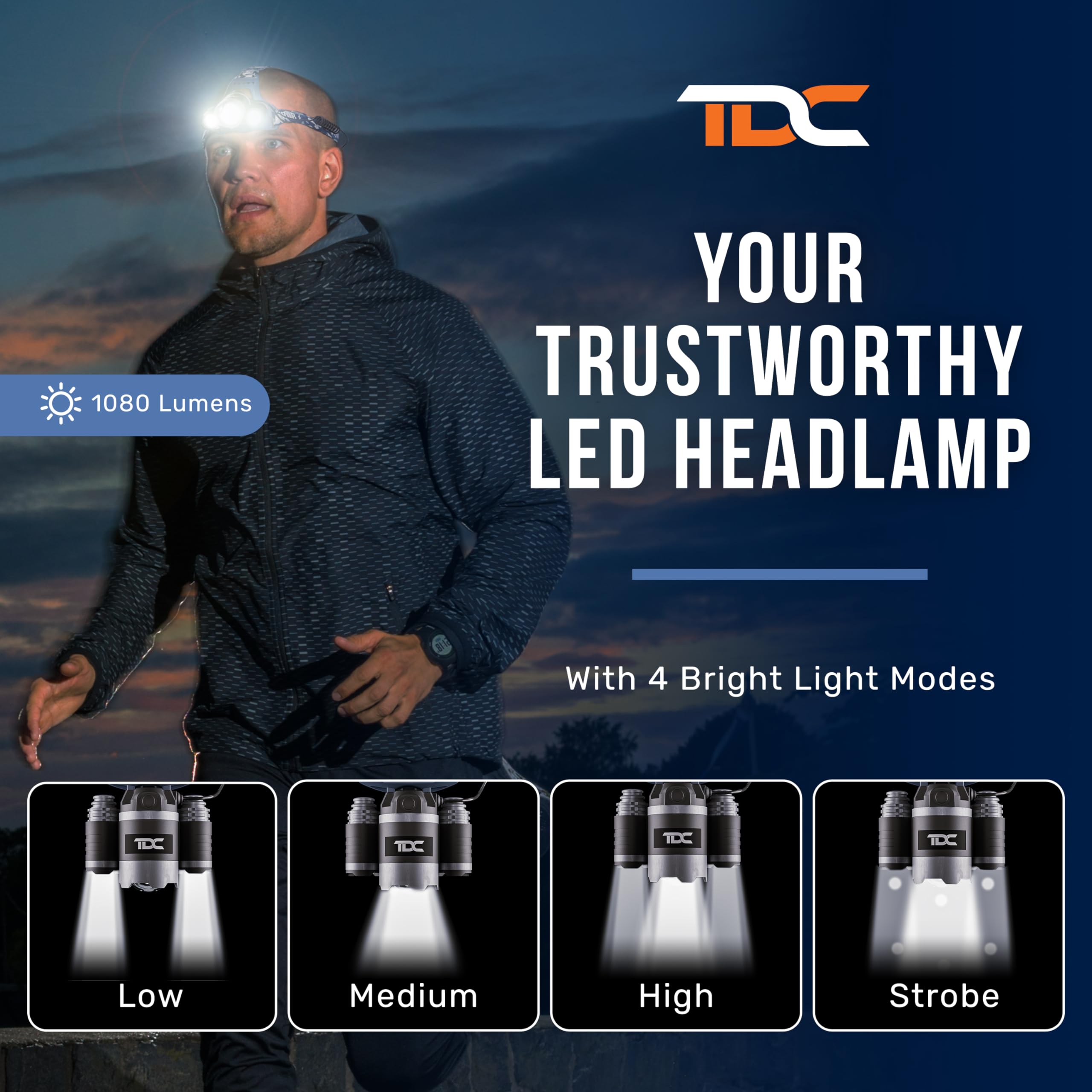 Snapklik.com : TDC Camo Rechargeable Headlamp - Zoomable LED Headlamp - Headlamp Flashlight USB ...