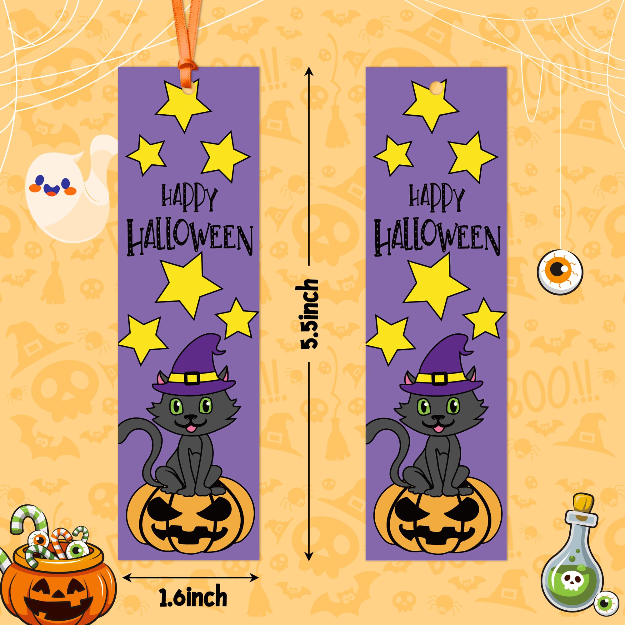Snapklik.com : 75Pcs Halloween Color Your Own Bookmarks Kids DIY ...