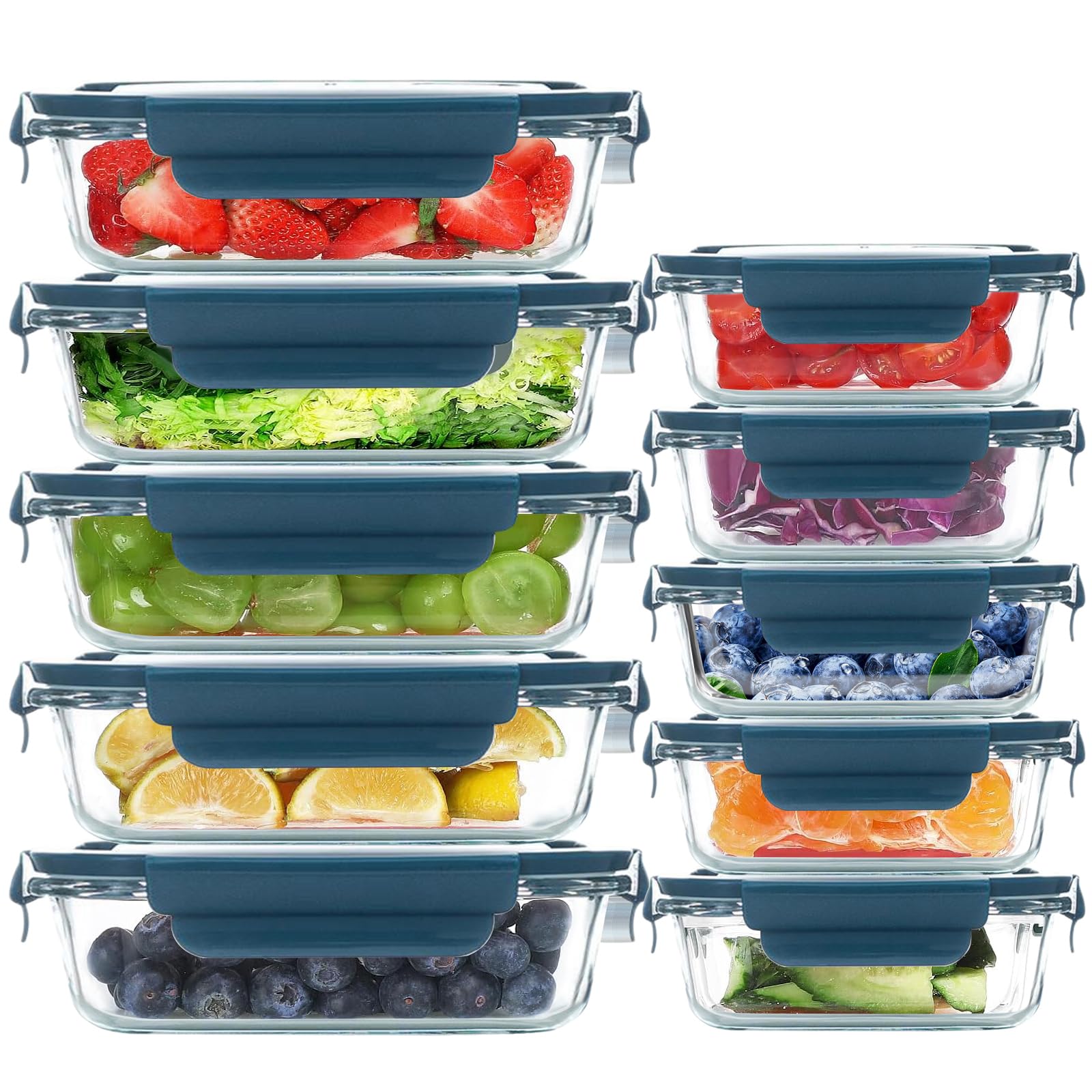 Snapklik.com : ATRDTO 10Pack Rectangle Glass Food Storage Containers