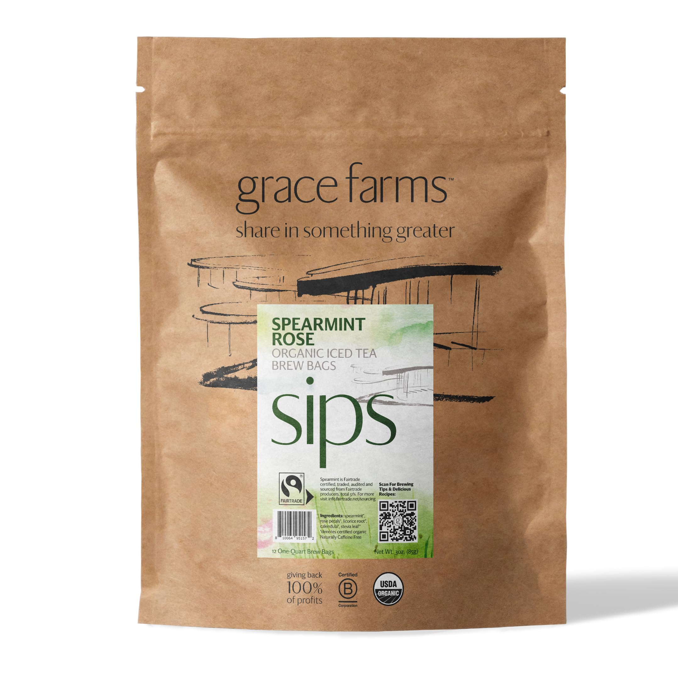 Amazon.com: Grace Farms SPEARMINT ROSE ORGANIC ICED TEA (Twelve 1qt ...