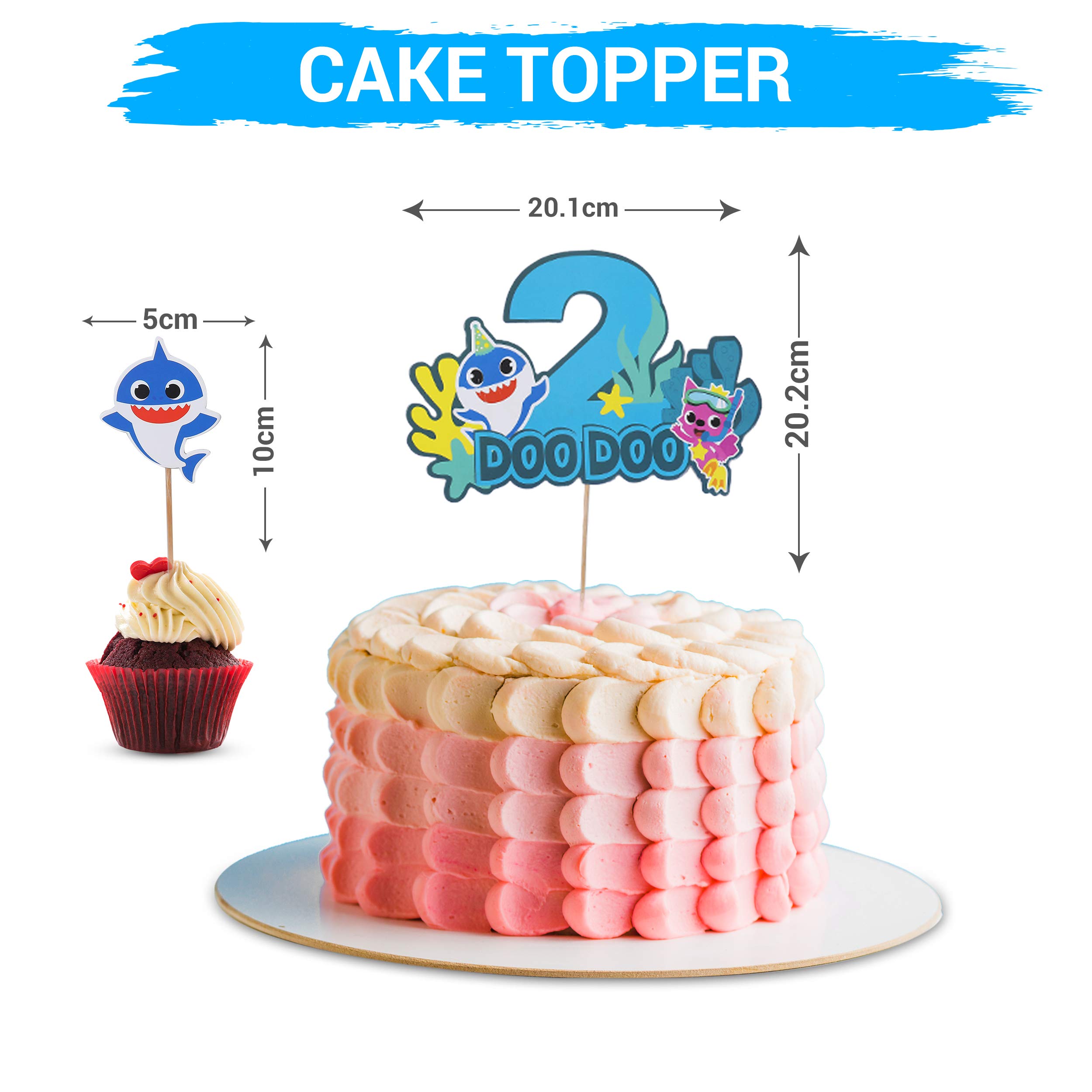 Baby Shark 2nd Birthday Decorations Boy - Blue Baby Shark TWO TWO TWO ...