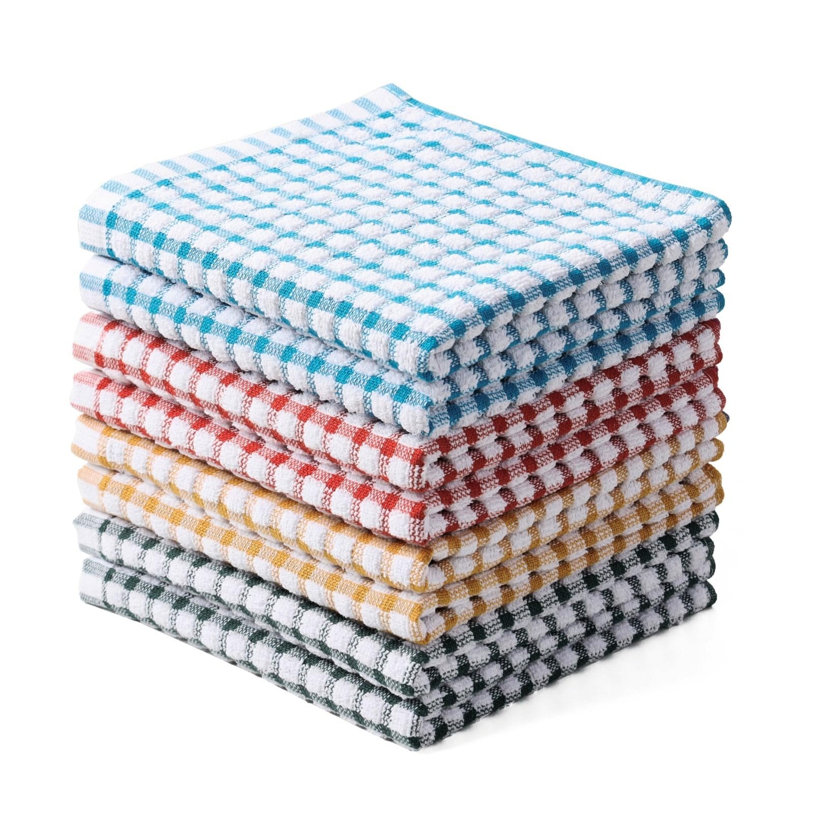 Oeleky 100% Cotton Kitchen Dish Cloths for Washing Dishes, 12x12 Inches ...