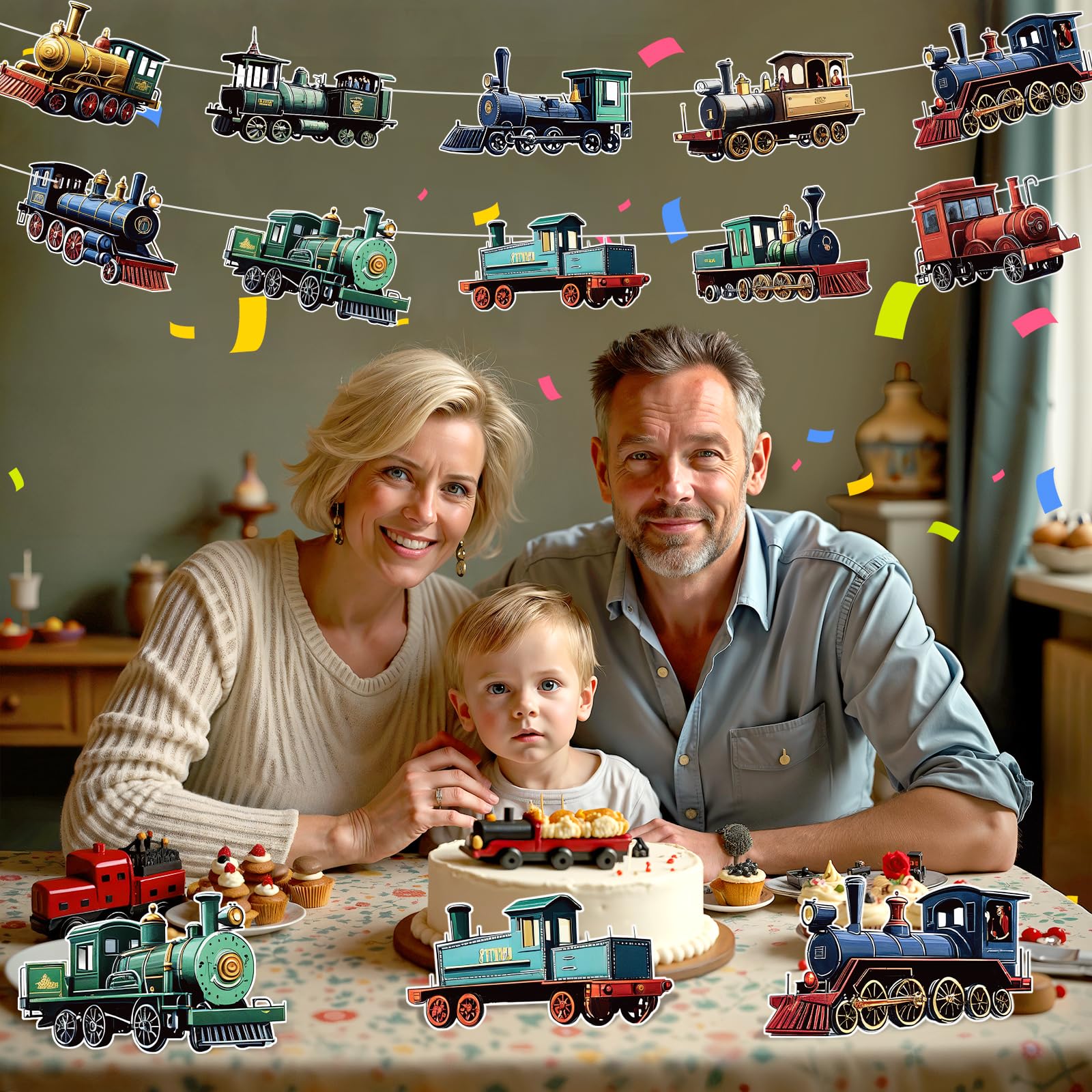Train Birthday Banner Buy Glitter Train Birthday Cake Decorations Train ...