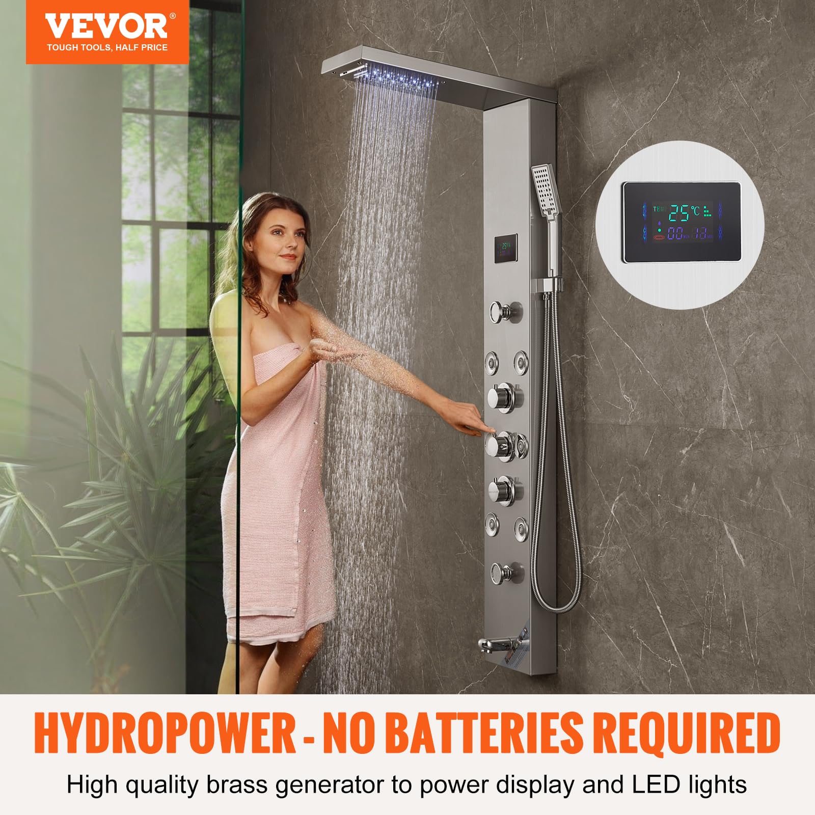 Snapklik.com : Shower Panel, 6 Shower Modes, LED & Screen ...