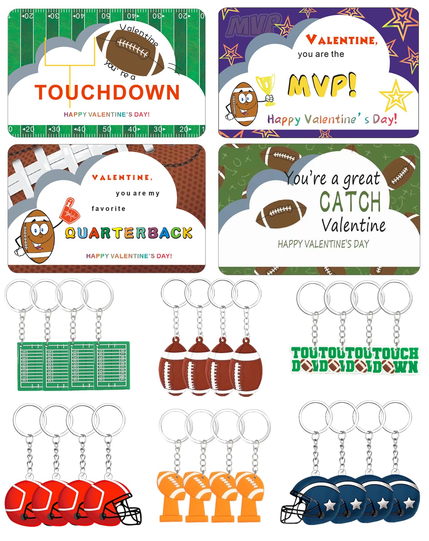 Amazon.com: EXCELLANYARD Football Valentines Cards 24 pcs Football ...