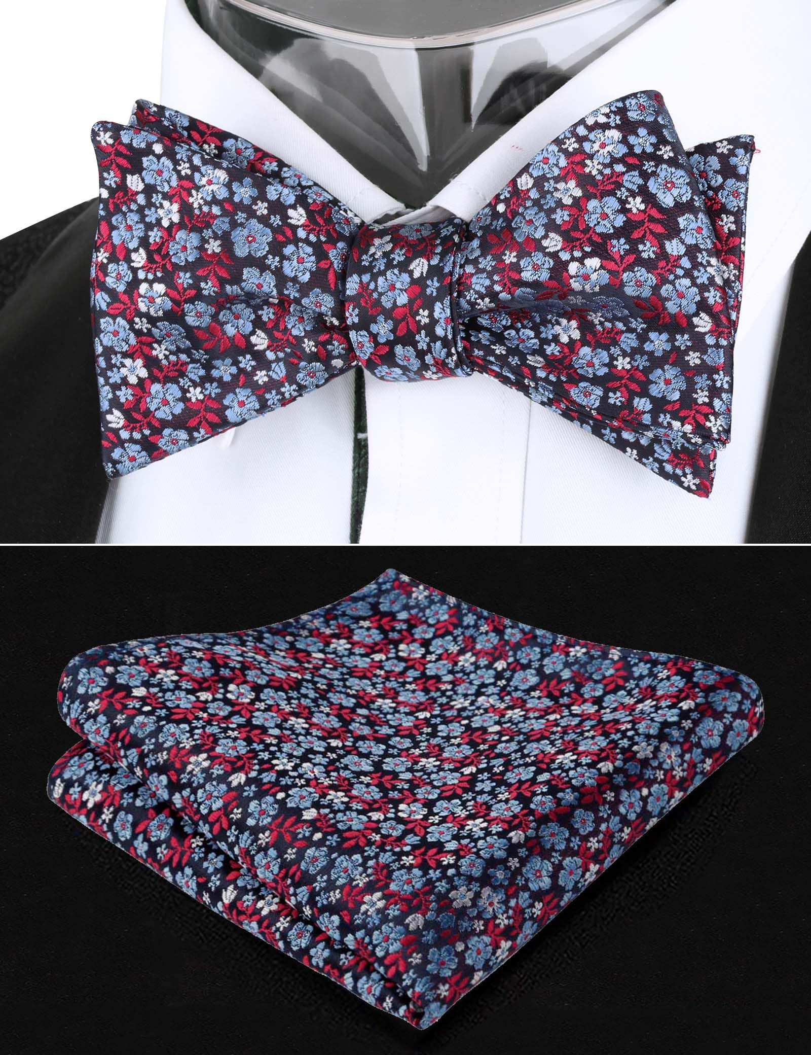 Snapklik.com : Alizeal Mens 2pcs Floral Pattern Self-tied Bow Tie
