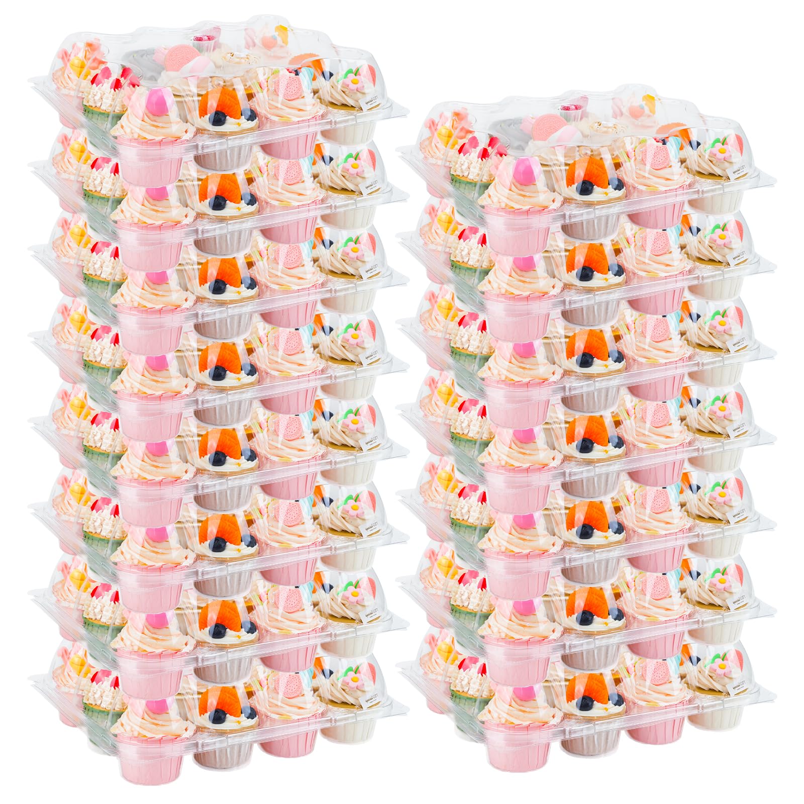 Moretoes Cupcake Containers(12 Pack x 15 Sets), 12.5 x 10 x 3.75 ...