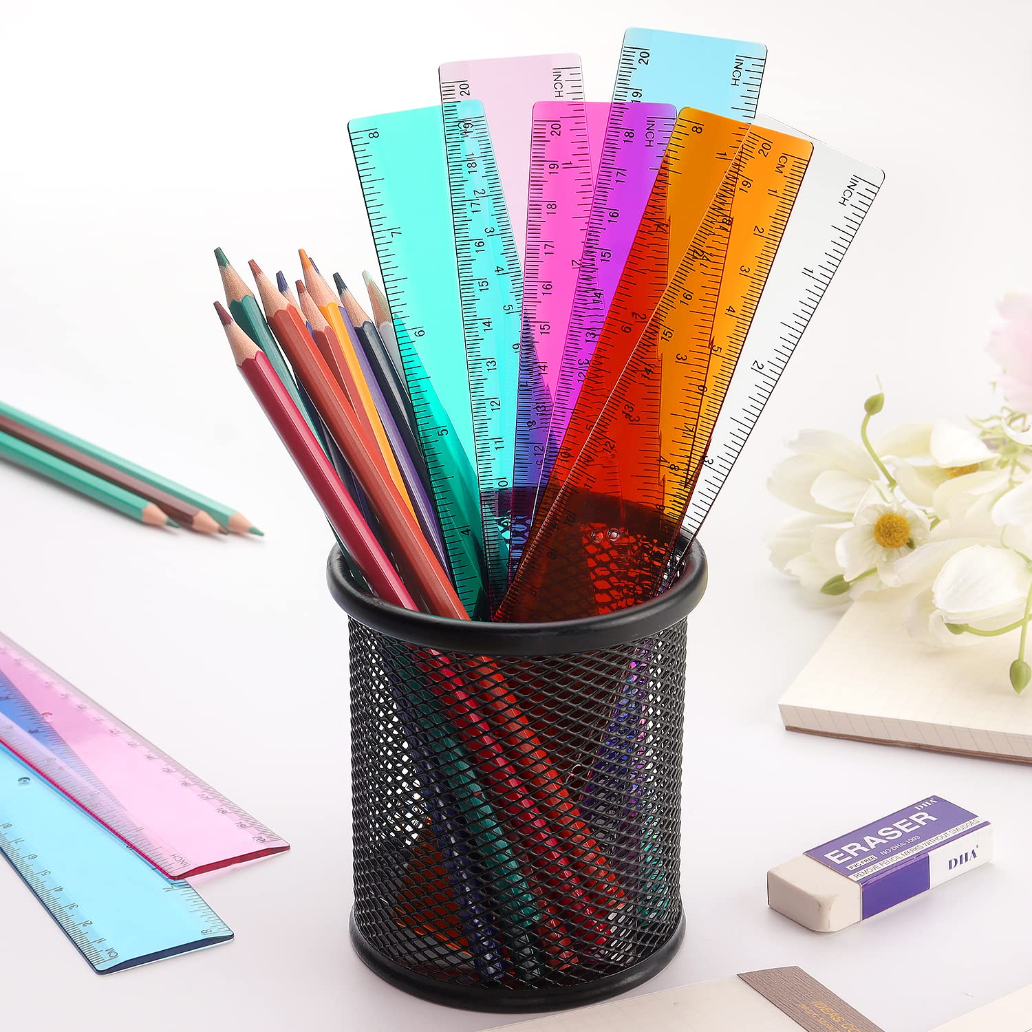 Snapklik.com : Color Plastic Ruler Set - Straight Measuring Tool 8 Inch ...