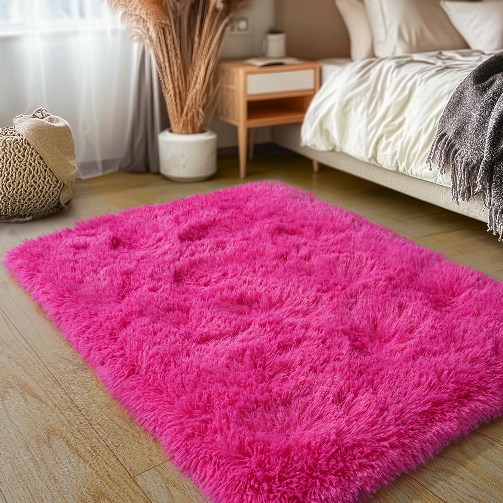Amazon.com: Super Soft Fluffy Rug for Girls Bedroom 2x3 Feet Hot Pink ...