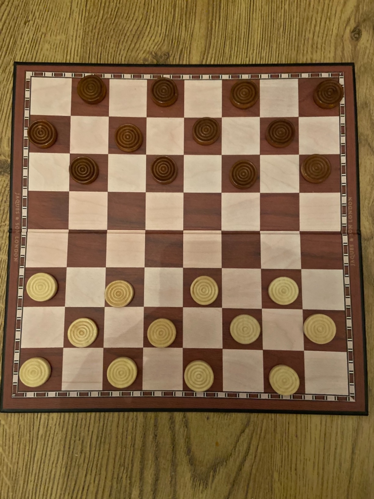 Jaques of London Draughts Board Game | 12" Foldable Draughts Set ...