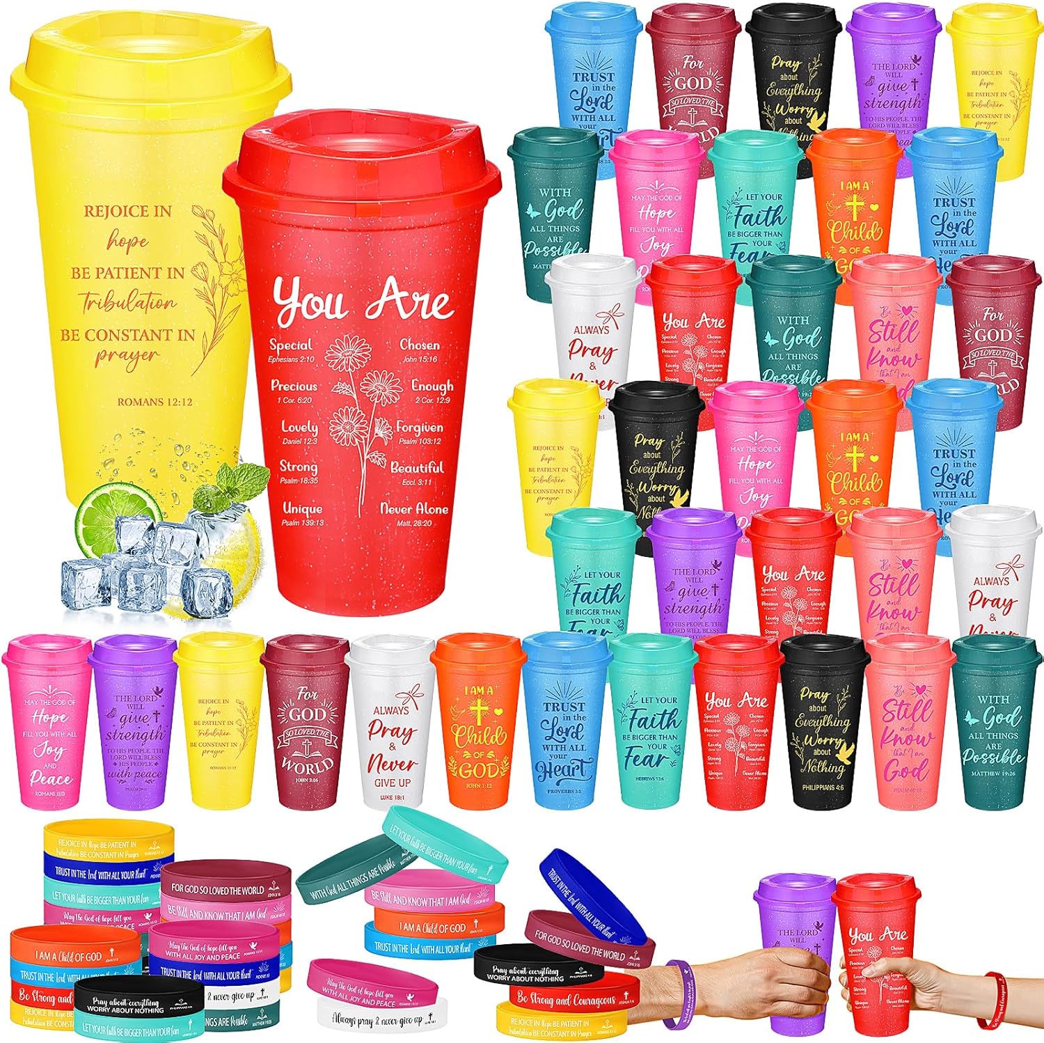 Amazon.com: Pickmesh 72 Pcs Christian Gifts Sets 24oz Religious Plastic ...