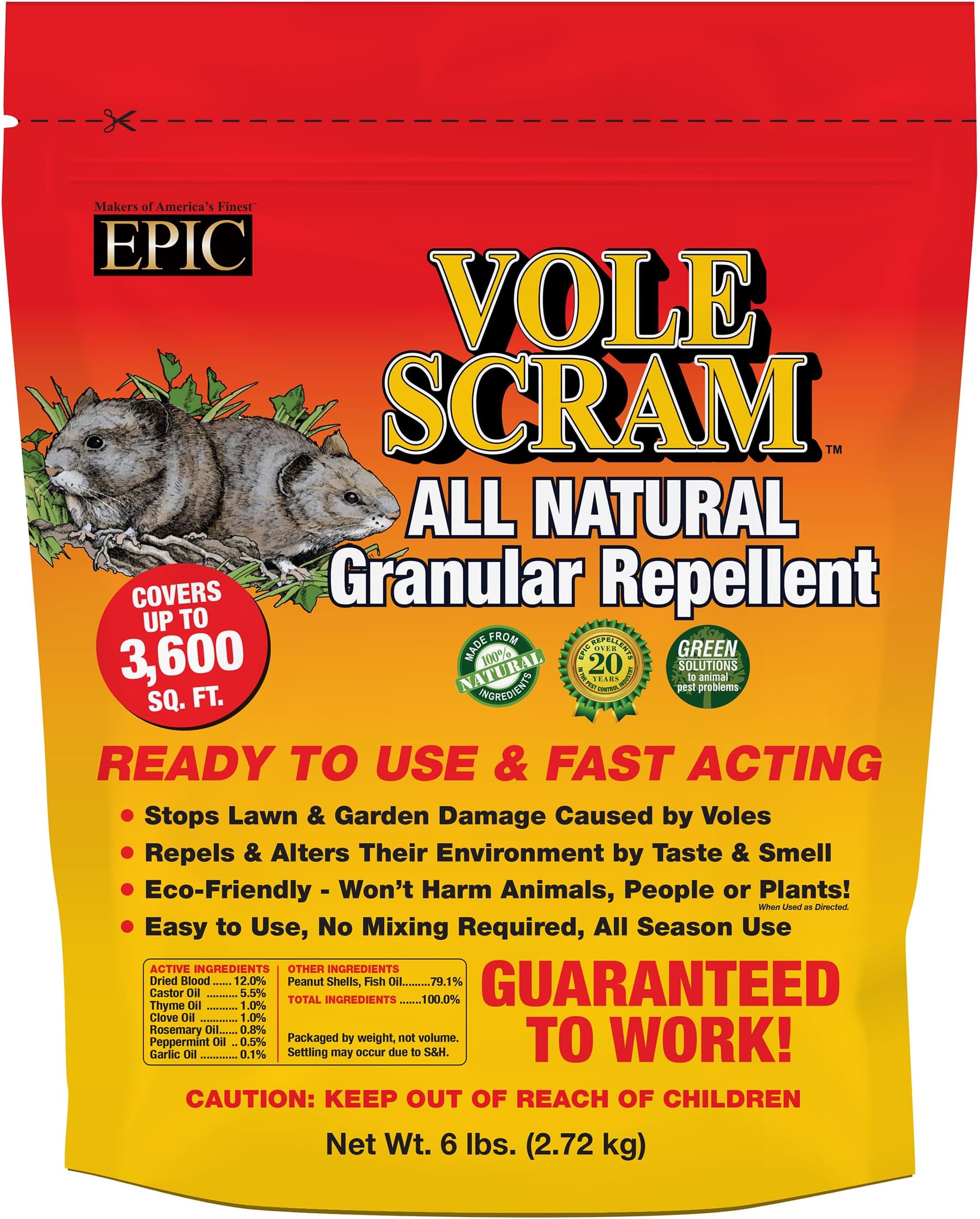 Amazon.com: Vole Scram All Natural Granular Repellent - All-Natural ...