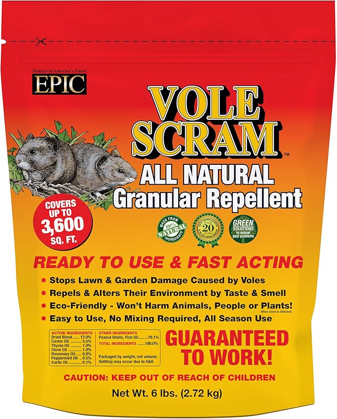 Amazon.com: Vole Scram All Natural Granular Repellent - All-Natural ...