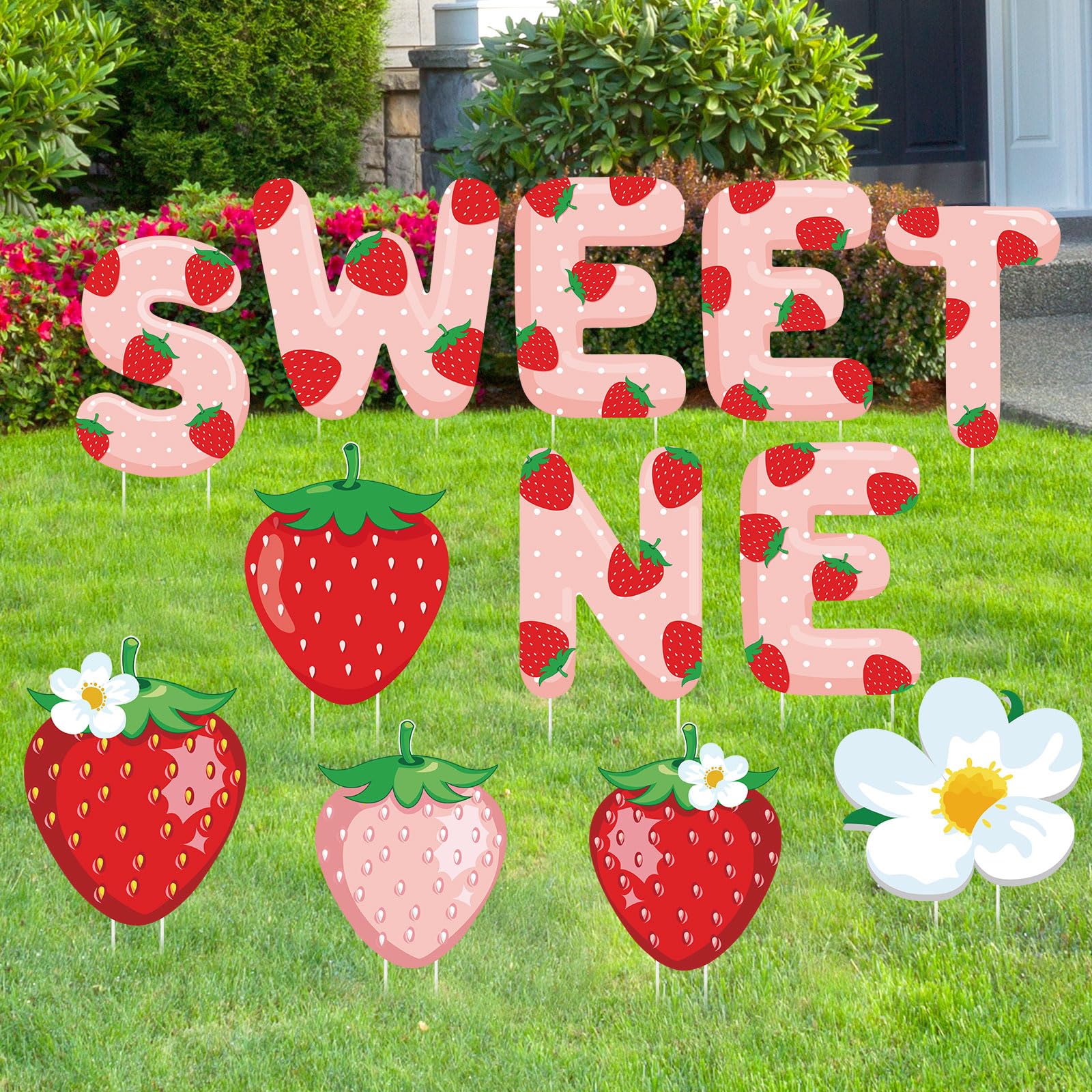 Amazon.com : Liliful 12 Pcs Strawberry Birthday Party Decorations Yard ...