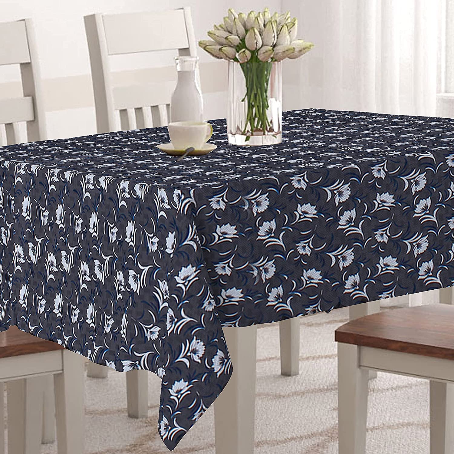 Buy Crafting Bear Dining Table Cover 4 Seater Flower Printed Table ...