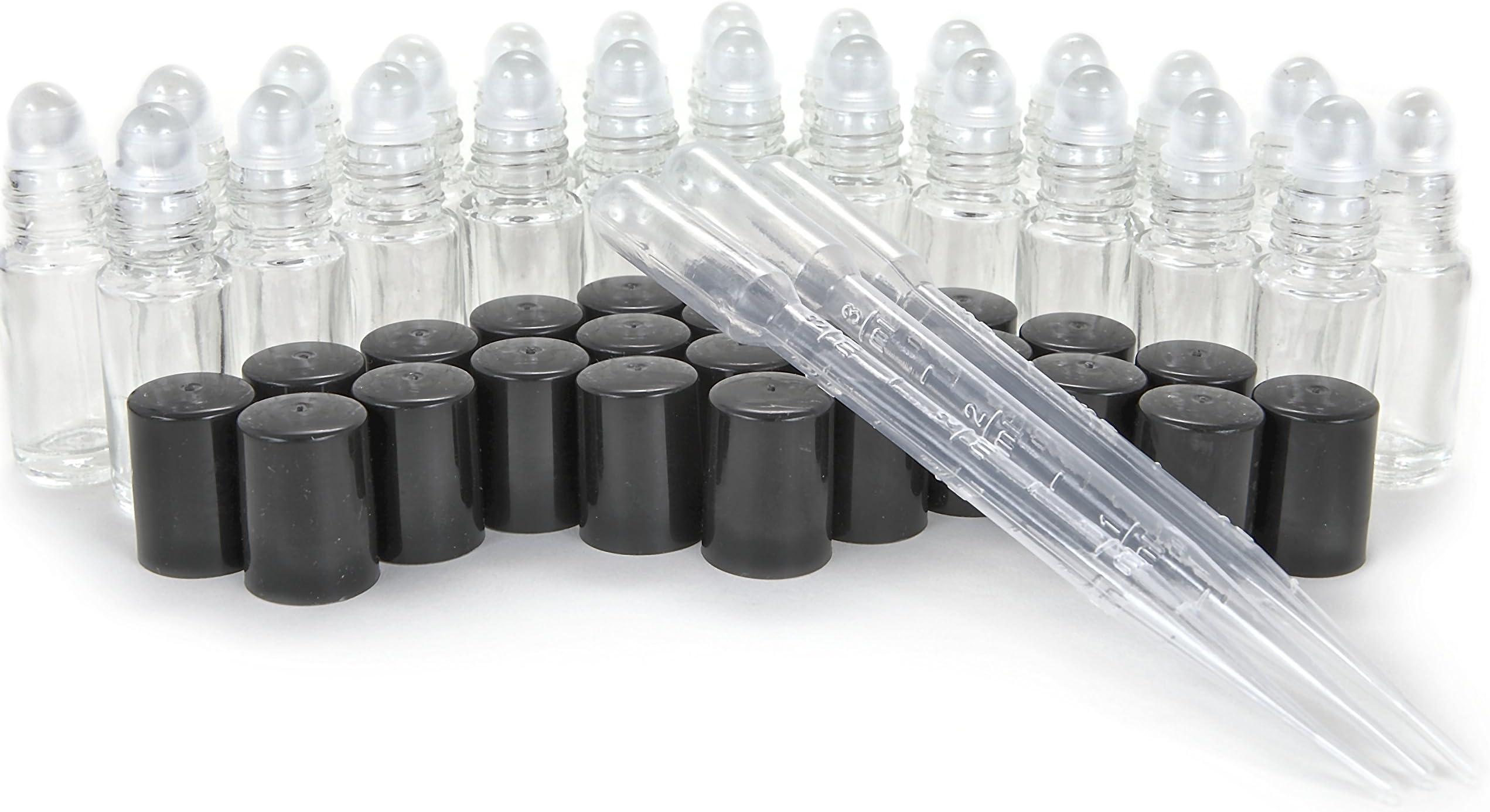 Amazon.com: 24, Clear, Mini (Approx. 4 ml, 1/8 fl. oz) Glass Roll on ...