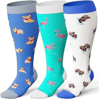 LEVSOX Plus Size Compression Socks for Women Men Wide Calf Extra Large ...