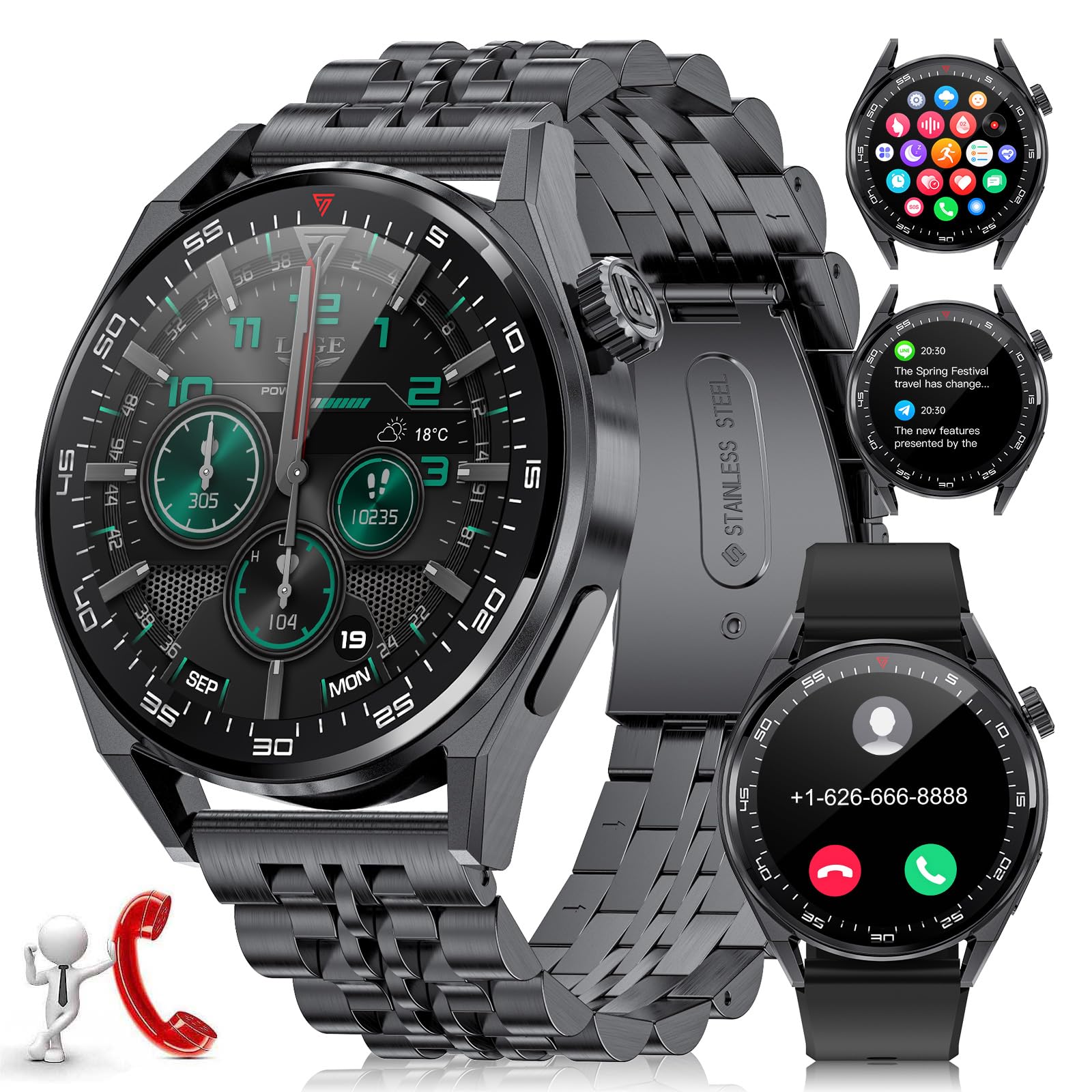 Amazon.com: SUNKTA Smart Watches for Men (Answer/Make Calls),1.39'' HD ...