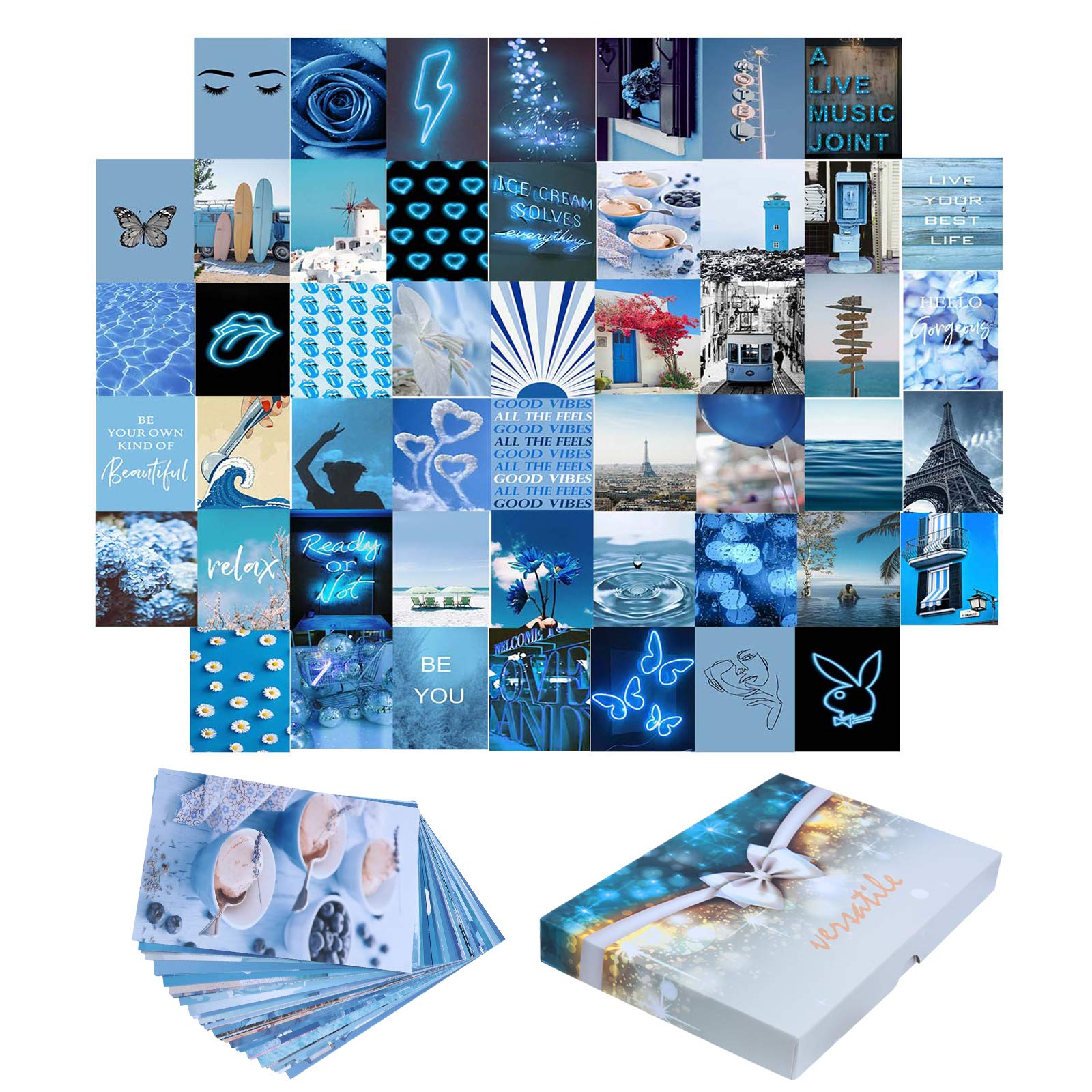 Wall Collage Kit Blue Aesthetic Pictures Wall Aesthetic Kit Bedroom ...